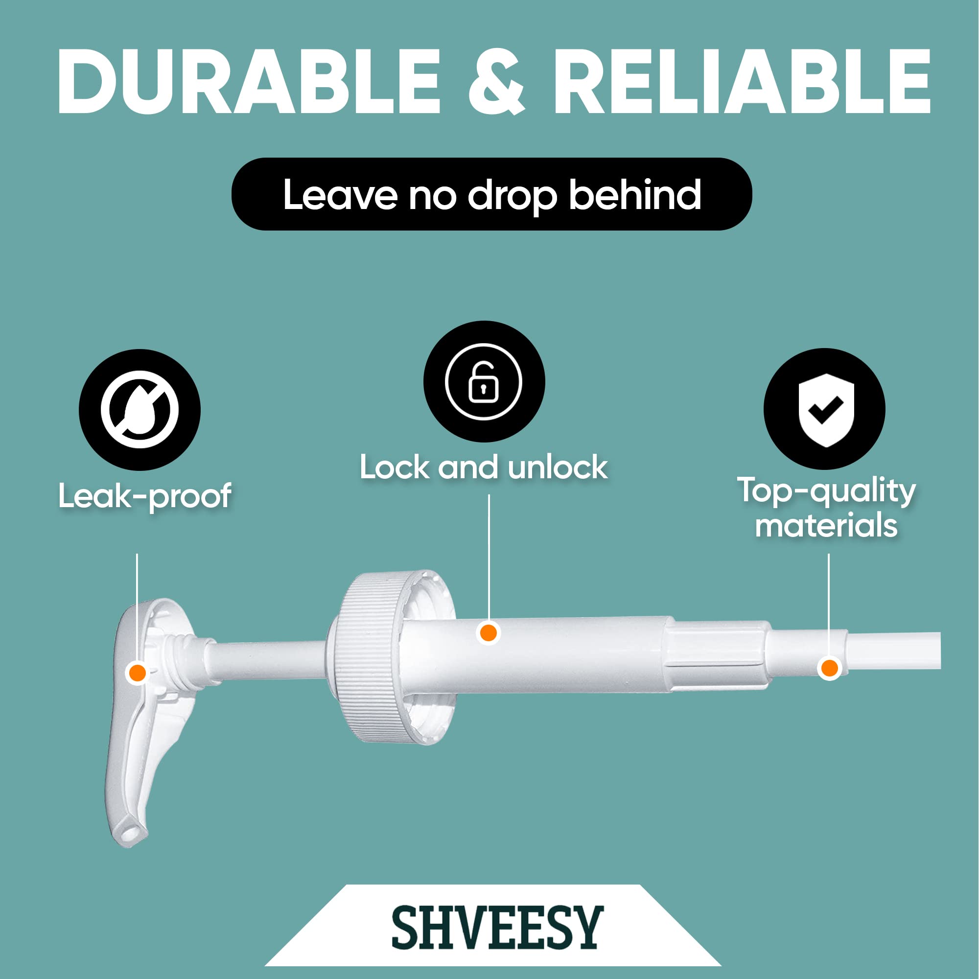 Gallon Pump Dispenser - for Plastic or Glass Bottles β Heavy-Duty Leak Proof for Commercial and Household Use - Plastic Pump for 1 Gallon Jug β Non-BPA Plastic (Pack of 6)