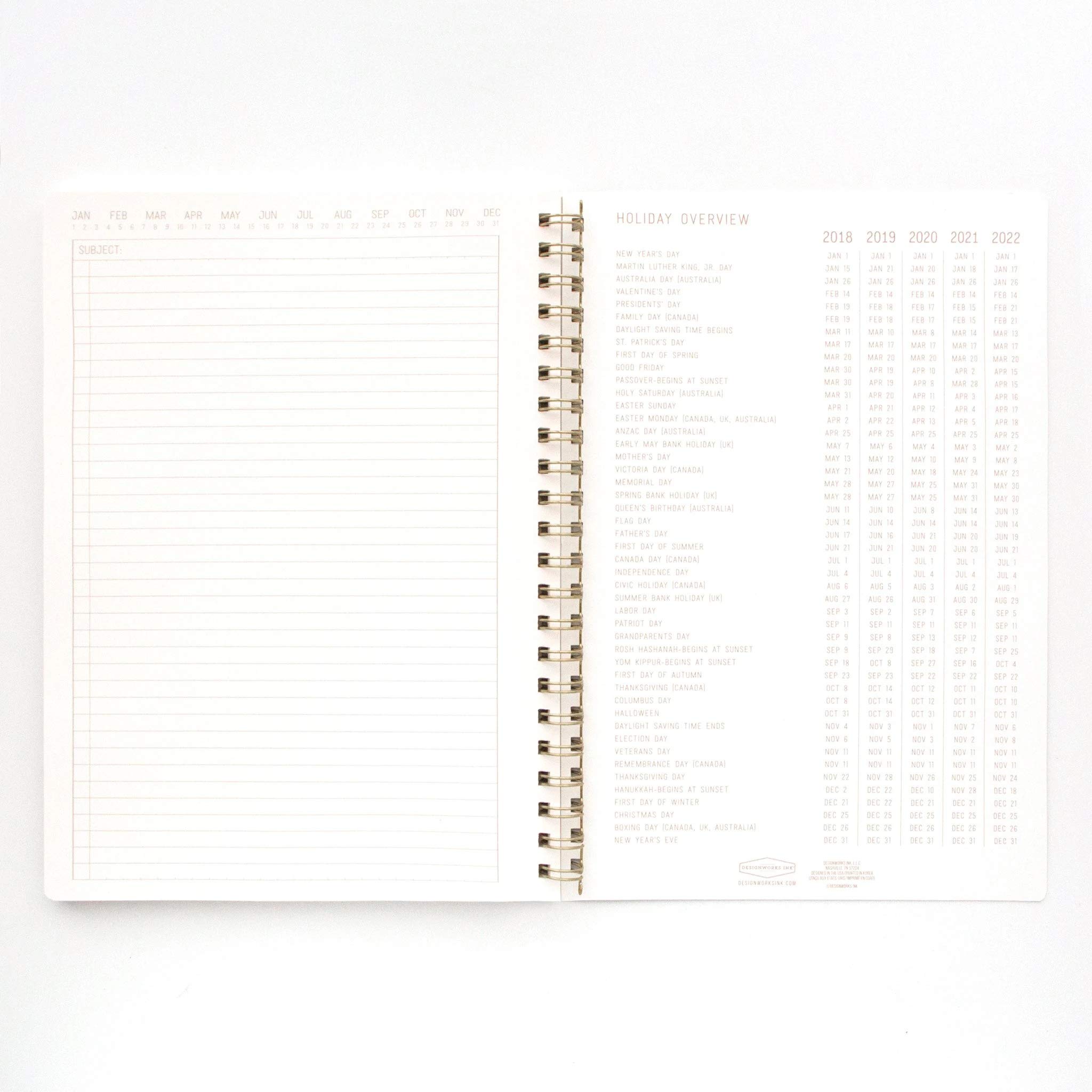 DesignWorks Ink A4-8.25" x 11.625" Speckled Ivory White Textured Paper Notebook Journal with Gold Accents, Lined Pages, and Durable Spiral Binding for Work, Writing, Journaling