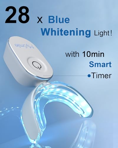 MySmile Teeth Whitening Kit with LED Light, 3 Non-Sensitive Teeth Whitening Gel and Tray, Deluxe 10 Min Fast-Result Carbamide Peroxide Teeth Whitener, Help Remove Teeth Stain from Coffee