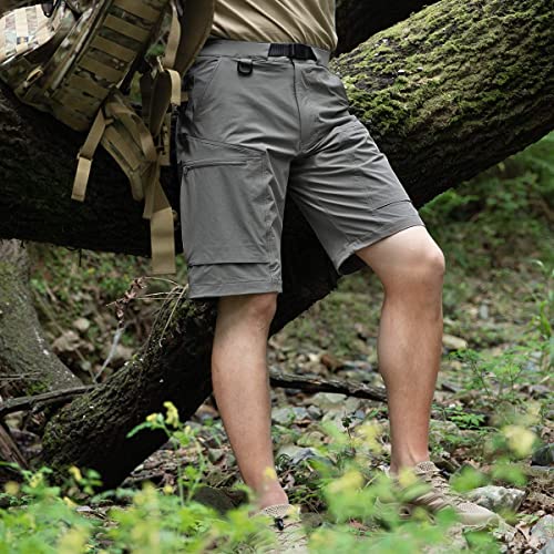 FREE SOLDIER Men's Lightweight Breathable Quick Dry Tactical Shorts Hiking Cargo Shorts Nylon Spandex(Gray 36Wx10L