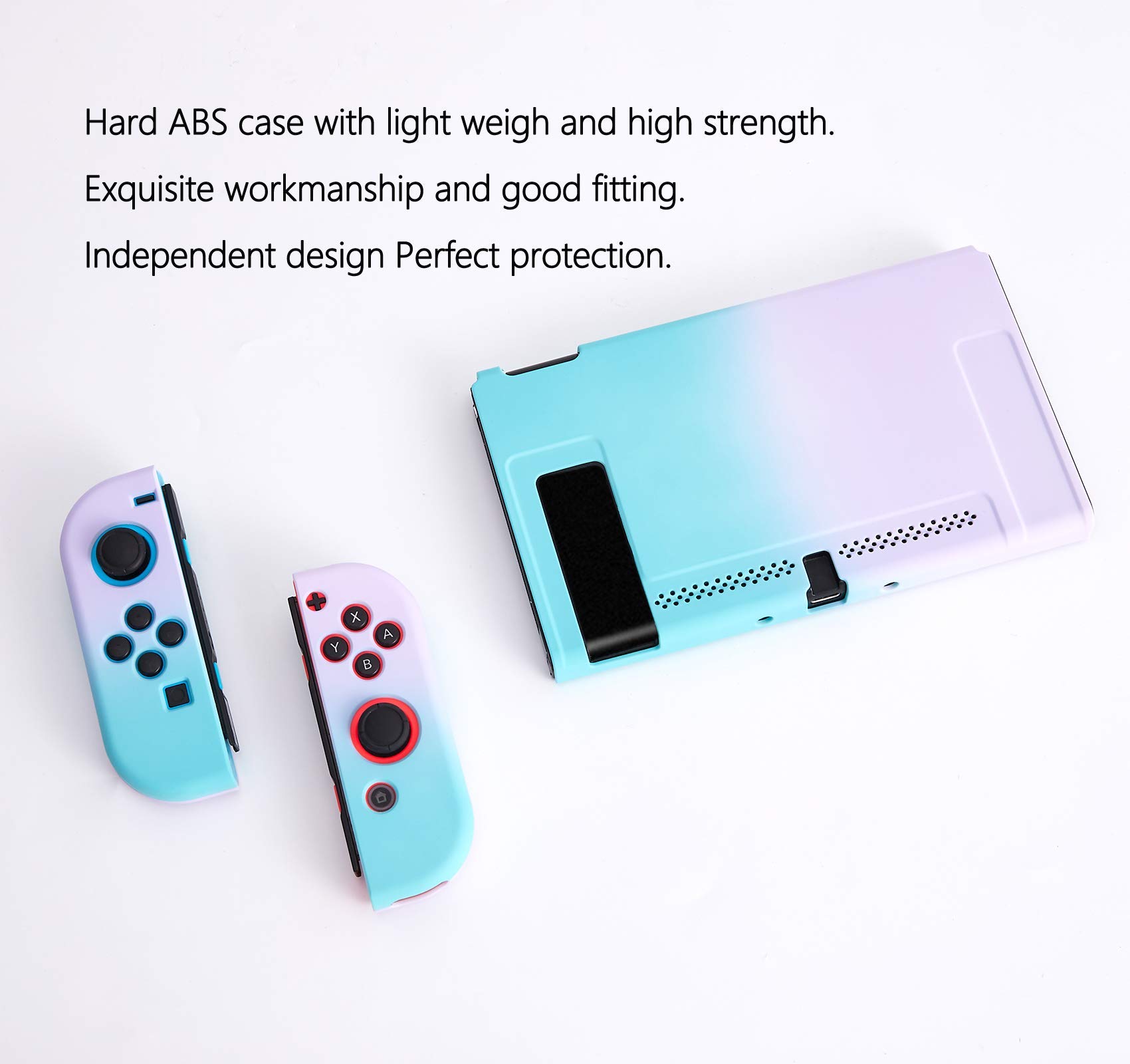 Arttodo Protective Case Compatible with Nintendo Switch, Hard Shell Cover Case for Switch Console and Joy-Con, with Screen Protector and Thumb Grip Caps, Game Case for Girls (Pink & Purple)
