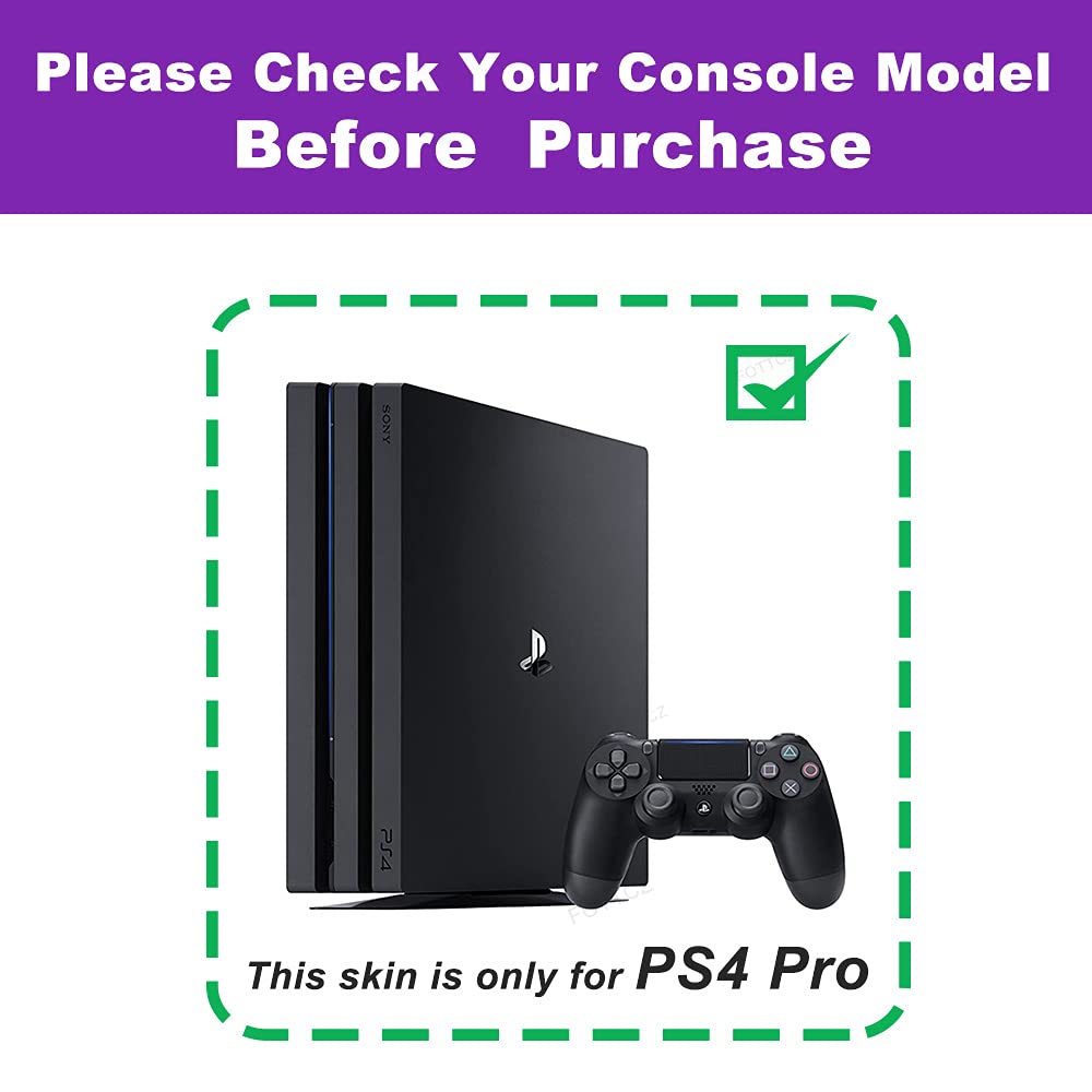 FOTTCZ Full Body Protective Vinyl Skin Decal for PS4 Pro Console and 2PCS PS4 Pro Controller Skins Stickers Ice Blue Magic Skull
