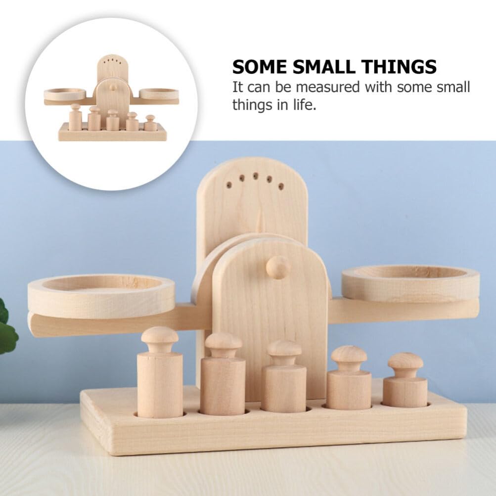iplusmile Wooden Scale Wooden Montessori Math Materials Weighing Scale Set Preschool Educational Learning Tool 1 Set