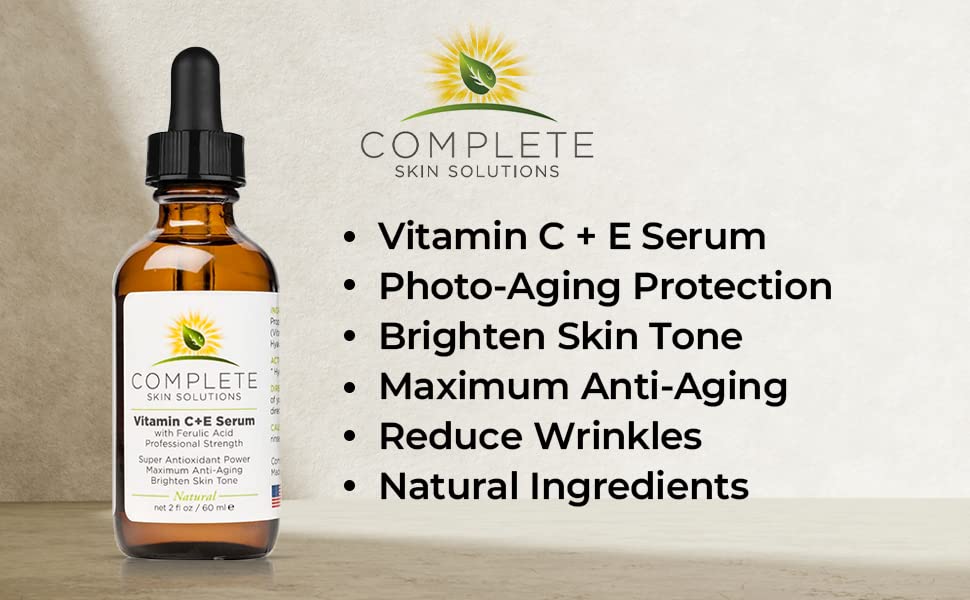 Natural Best Vitamin CE Serum - 2 oz With Ferulic,Hyaluronic Acid, Vitamin C 15% - Made In USA
