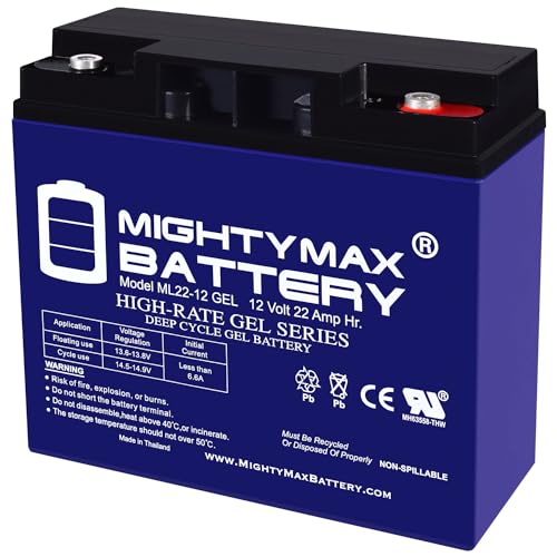 Mighty Max Battery ML22-12GEL - 12 Volt 22 AH, GEL Type, Internal Thread (INT) Terminal, Rechargeable SLA AGM Battery