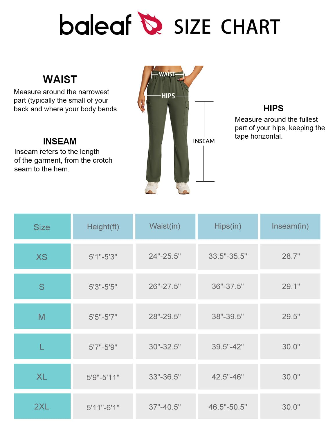 BALEAF Women's Hiking Pants Boot Cut Quick Dry Pants Water Resistant Lightweight UPF 50+ Outdoor Dark Army M