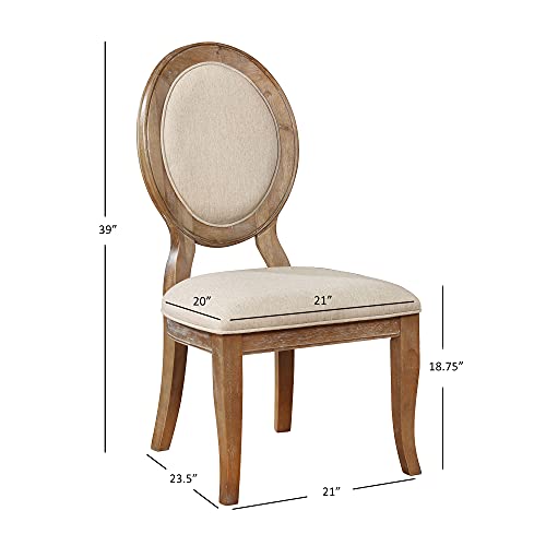 Powell Furniture Lenoir Side Dining Chair, Wire-brushed oak