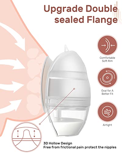 Grownsy Manual Breast Pump, Silicone Milk Collector Shells for Breastmilk, Wearable Breast Milk Catcher for Breastfeeding, Kick-Proof with Sealed Flange, Breastfeeding Essentials for Nursing Newborns
