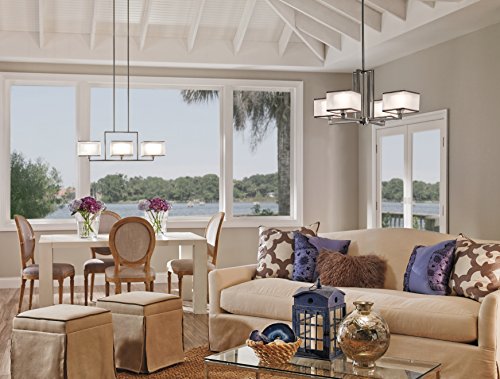 Kichler Kailey 4-Light Chandelier in Brushed Nickel, 24" Transitional Chandelier for Dining Room, Living Room, or Bedroom, (25" W x 13.25" H), 43438NI