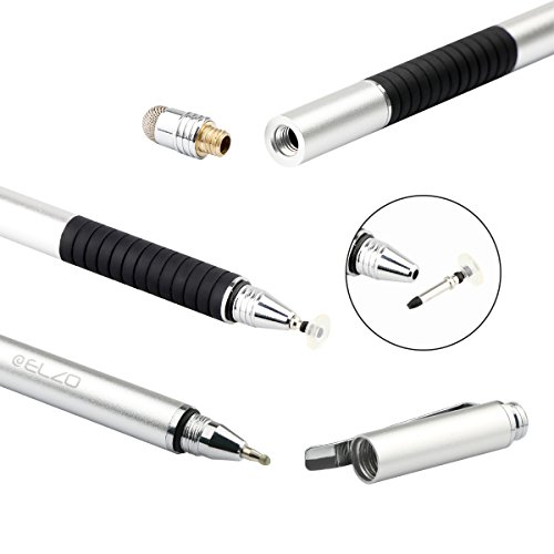ELZO 3 in 1 Stylus, Disc Stylus Touch Screen Pens and Gel Pen Combo, 2 Pcs with 6 Replacement Tips for All Touch Screens Tablets and Cell Phones, iPhone/iPad/Samsung/Lenovo and More