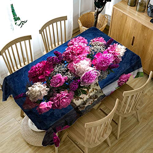 Beautiful Rose Pattern Waterproof Rectangle Polyester Tablecloth Home Decor Kitchen Living Room Table Mat A1 140x210cm