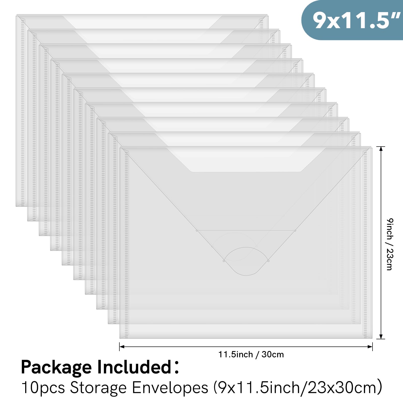 Briartw 10 Pack Large Storage Bag,11.5"x9"Resealable Plastic Envelopes Pockets for Cutting Dies Stencil Crafts Organizer Holder,Clear Storage Envelopes for Clear Stamp,Die Cuts,Scrapbook Paper