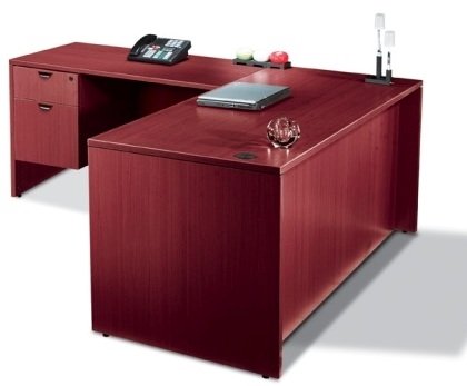 Offices To Go 66" X 72" L Shaped Desk W/Drawers Overall Office Desk Dimensions: 66" W X 72" D X 29.5" H Desk 66" W X 30" D Return 42" W X 24" D - American Mahogany