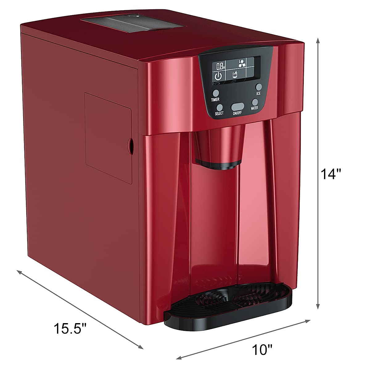 MAT Expert 2 in 1 Ice Maker with Water Dispenser, Countertop Ice Cube Maker with LED Display, 9 Cubes Ready in 6-12 Min, 36lbs/24H, 2L Water Tank Perfect for Home/Office/Bar/RV (Red)