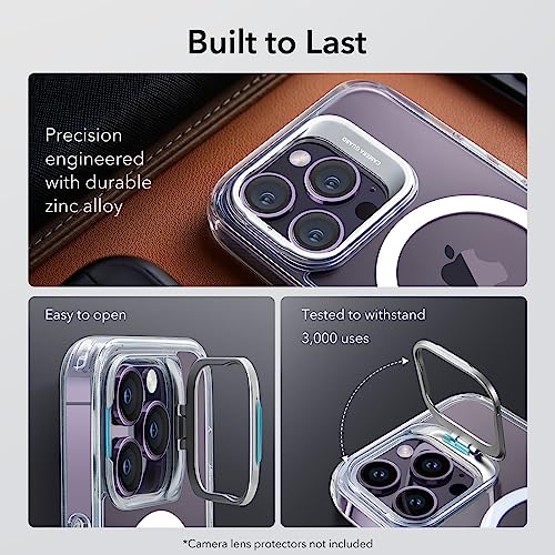 ESR for iPhone 14 Pro Case, Compatible with MagSafe, Built-in Camera Ring Stand, Military-Grade Protection, Magnetic Phone Case for iPhone 14 Pro, Classic Kickstand Case (HaloLock), Clear