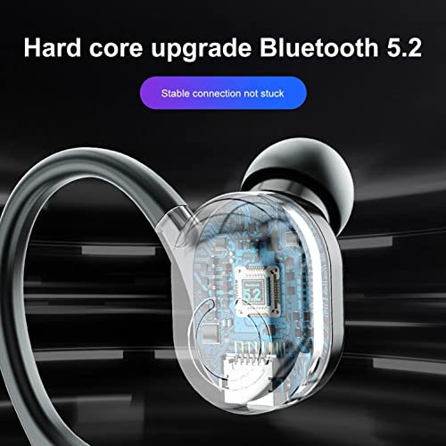 Headphones Wireless Bluetooth 5.2 Noise Cancelling with Microphone Right Single Ear Earbuds Stereo Sound Headset with Ear Hook for Driving Business Office Work Sports, Black