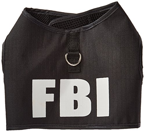 SMALLLEE_Lucky_Store Pet Clothes for Small Dog Cat FBI Vest Harness Leash Set Mesh Padded Black M