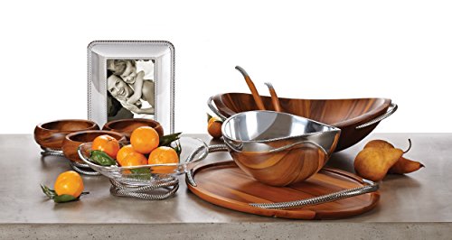 nambe Braid Serving Platter | 19-Inch | Large Serving Tray for Party | Platters for Serving Snacks, Food, Cookies | Dessert Platters | Kitchen Trays for Serving Pastries or Appetizers (Acacia Wood)