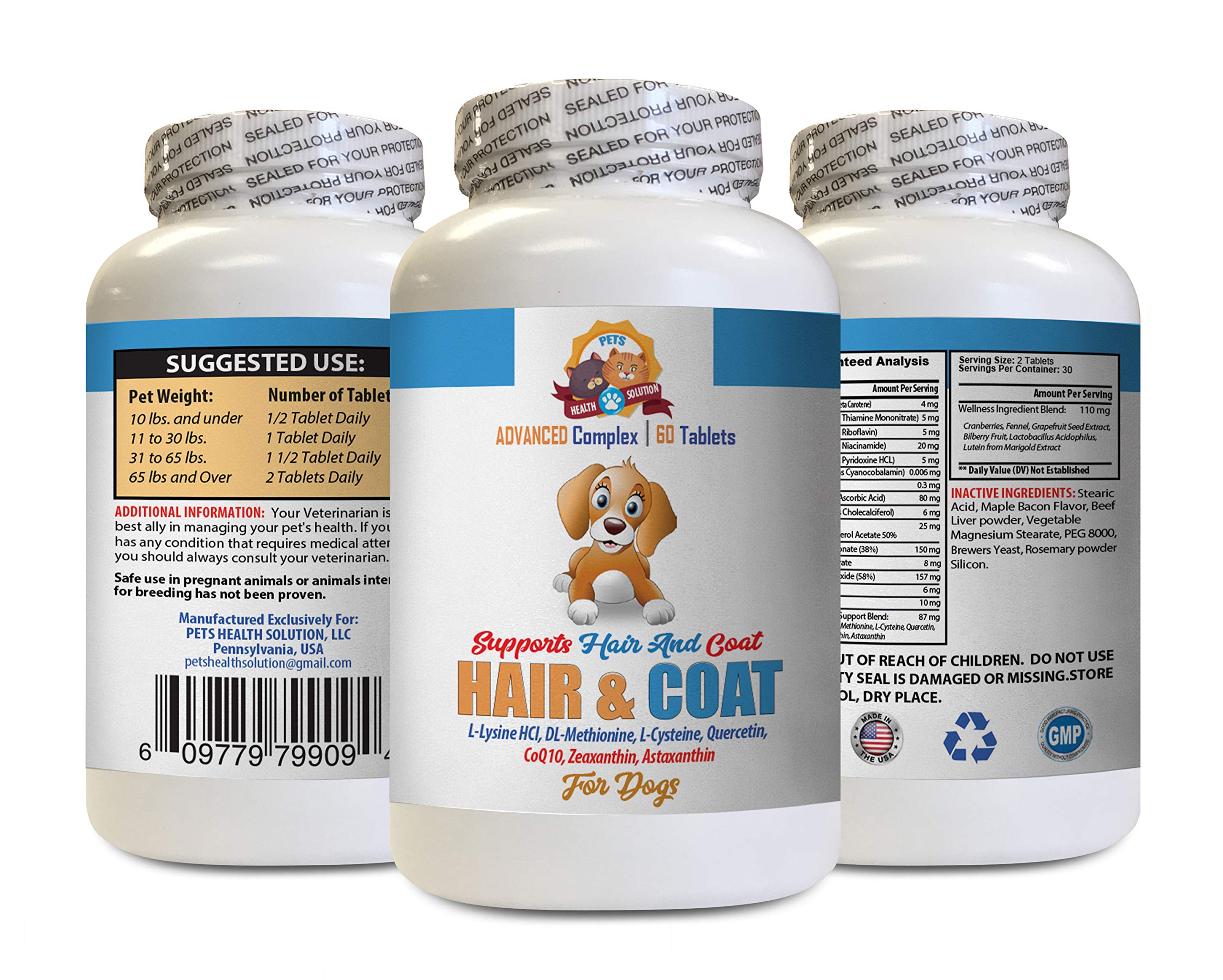Dog Anti Itch Tablets - Dog Hair and Coat Health - Skin Itch Relief - Nail Health - Dog Minerals - 1 Bottle (60 Tablets)