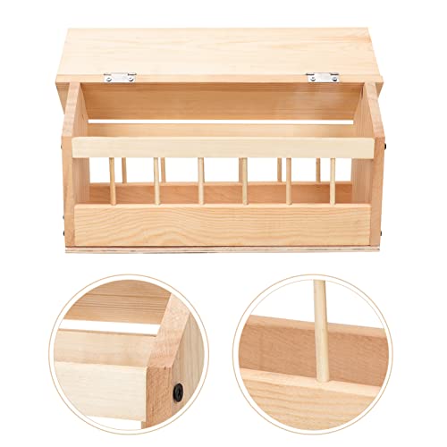 HANABASS Window Bird Feeder Window Bird Feeder Window Bird Feeder Pigeon Feeding Trough Wooden Pigeon Feeder Multi- Hole Pigeon Dish Dispenser Birds Feeding Dispenser Chicken Feeder Quail Cage