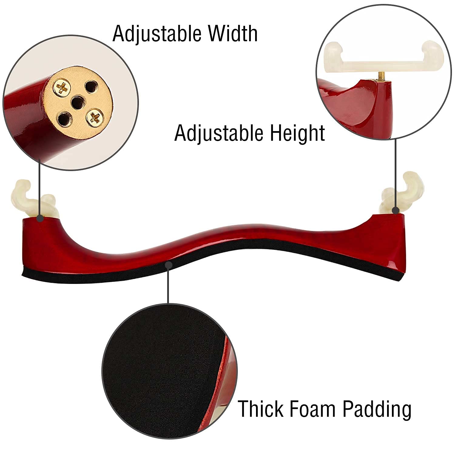 LMS Violin Shoulder Rest for 1/2 Size, Adjustable Shoulder Rest for Violin, with Height Adjustable Feet Comfortable Foam Pad for Kids Adults (1/2)