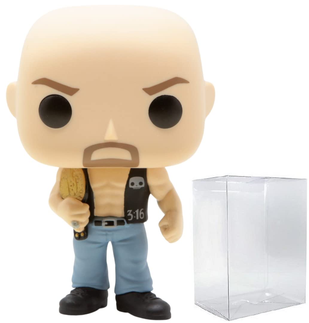 Funko POP WWE: Stone Cold Steve Austin with Belt Pop! Vinyl Figure (Bundled with Compatible Pop Box Protector Case), Multicolor, 3.75 inches
