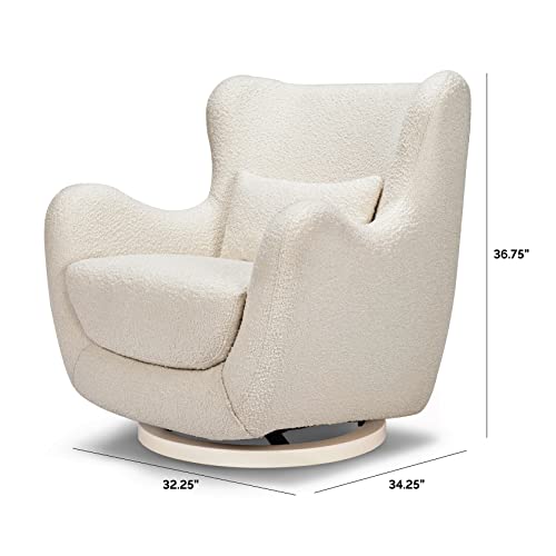 Nursery Works Solstice Swivel Glider in Ivory Boucle with Ivory Wood Base, Greenguard Gold Certified and CertiPUR-US® Certified