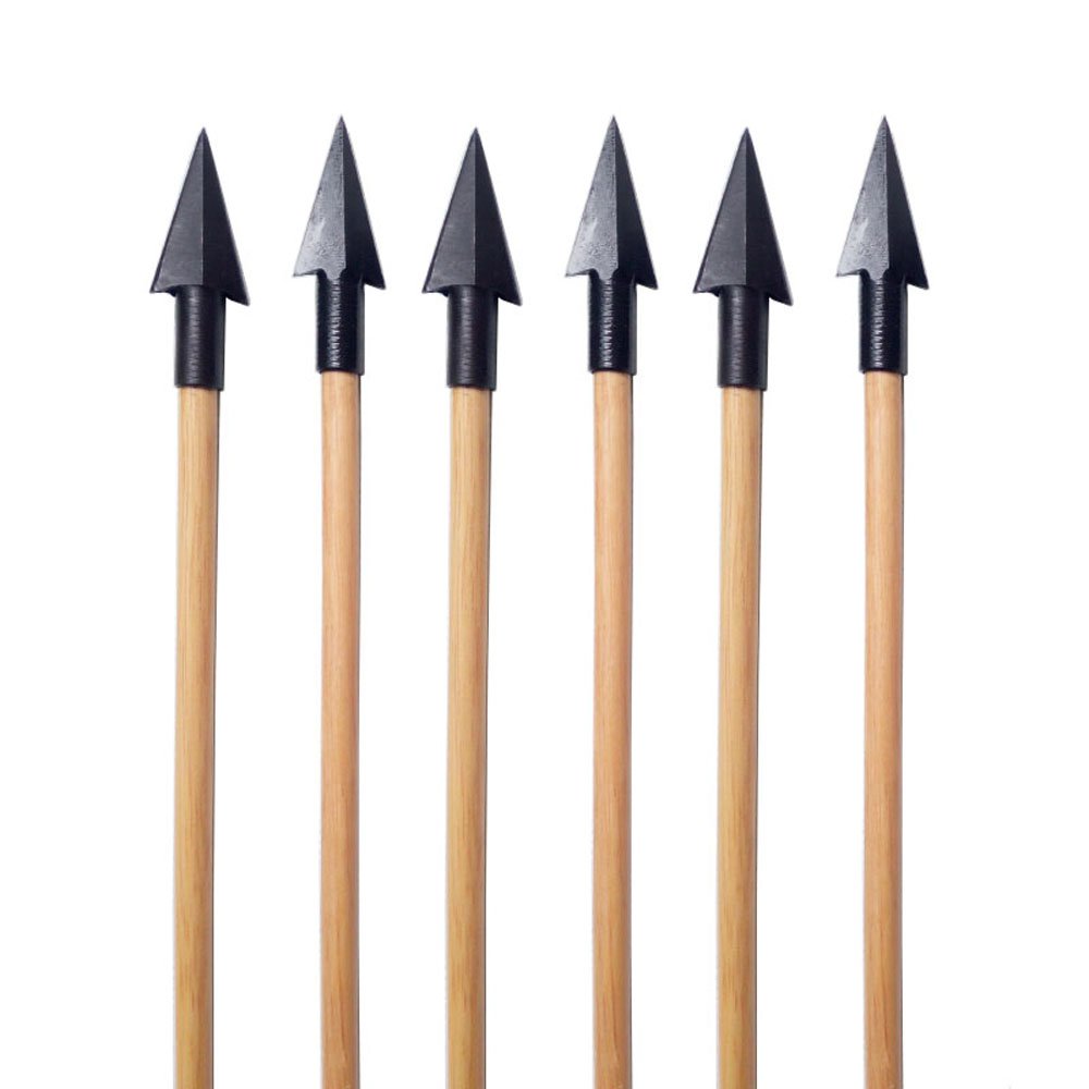 AMEYXGS 6/12pcs 8mm Diameter Metal Traditional Broadheads Archery Glue on Arrowheads for Wooden Bamboo Arrows (12)