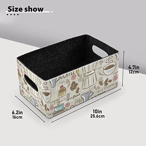 Coffee Maker Storage Basket Felt Storage Bin Collapsible Storage Box Shelves Cloth Baskets Organizer for Kids Bedroom Magazine