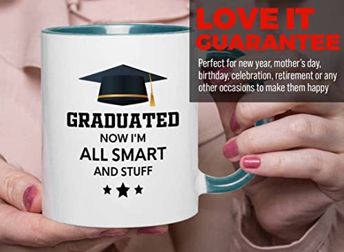 Flairy Land Graduation 2Tone Green Mug 11oz - All Smart and Stuff - Graduation Gifts for Her Senior Graduation College Student College Graduate Classmate MBA Grad