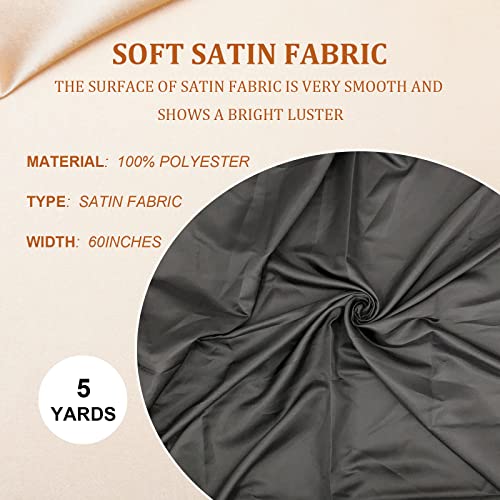 HOTGODEN Satin Fabric:2,5 Yards Black Solid Silky Satin Fabric by The Yard 60" Wide for Wedding, Bridal, Decoration, Fashion, Apparel Crafts