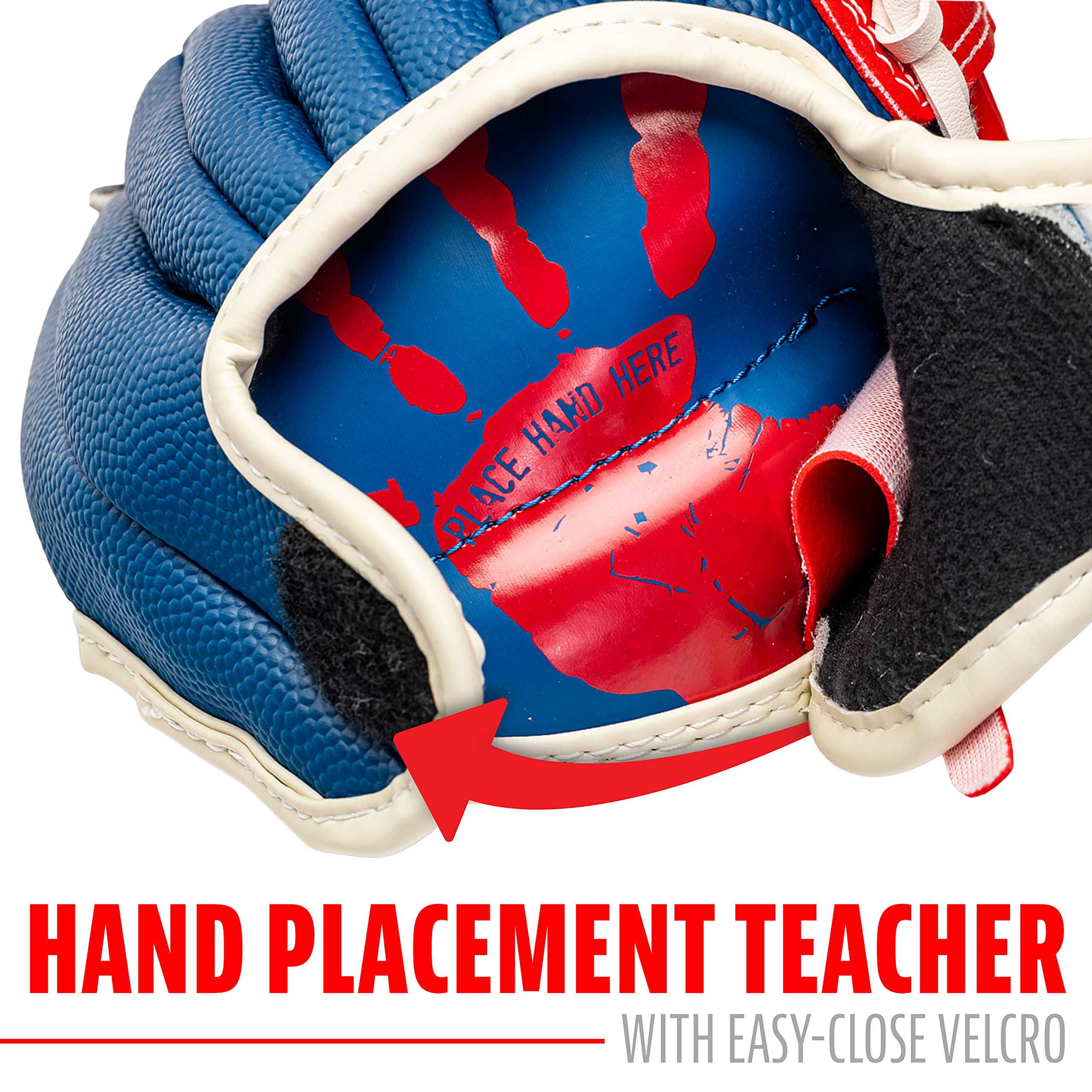 Franklin Sports Kids Baseball Glove - Air Tech Youth Tball Glove - Toddler + Youth Teeball, Baseball + Softball Mitt - Right Hand Throw - Navy/Red - 8.5"