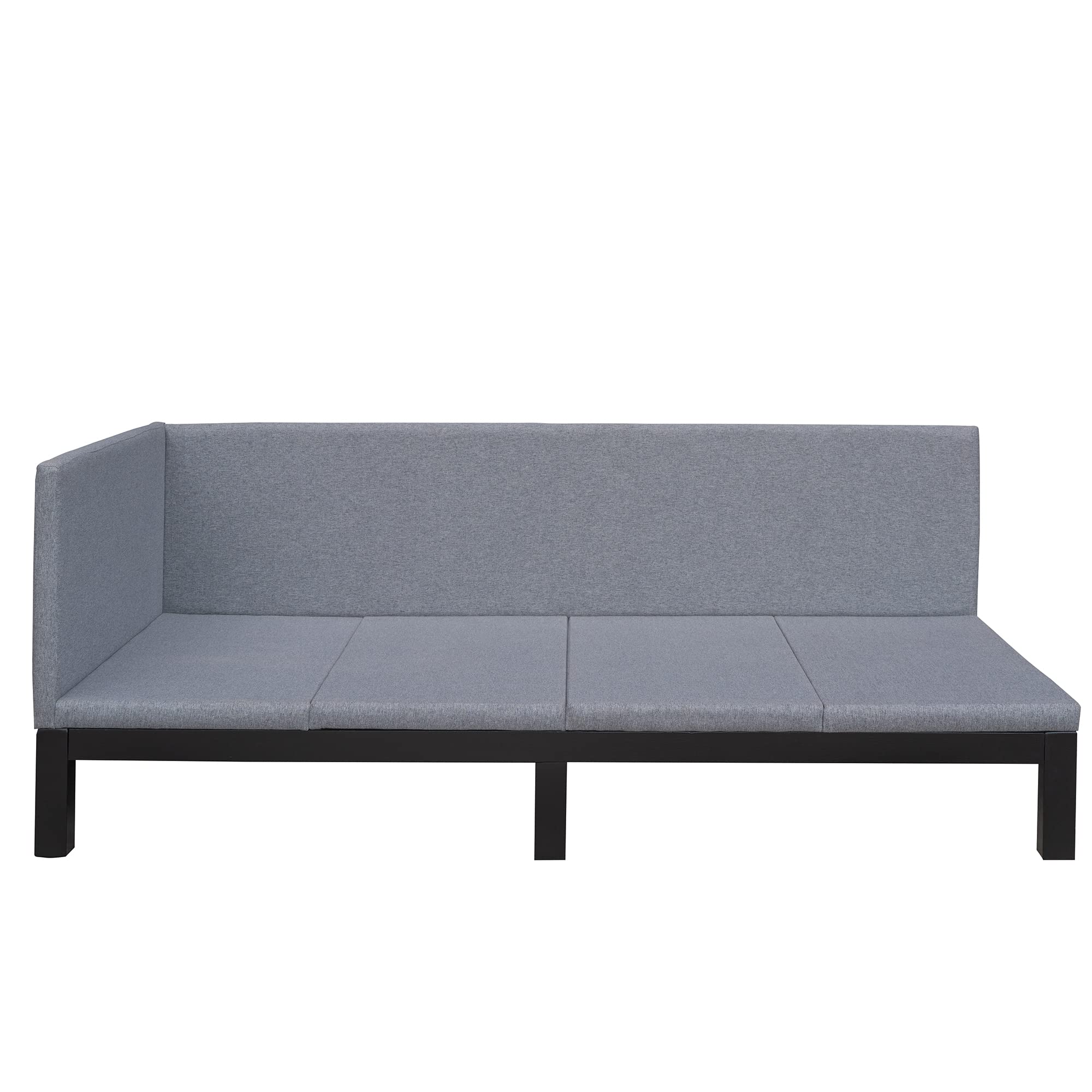 P PURLOVE Upholstered Twin Size Daybed Frame with Backrest and Armrest,L Shaped Wood Sofa Bed Corner DayBed Frame Twin for Kids,for Bedroom Living Guest Room(Twin Size,Gray Bed Frame)
