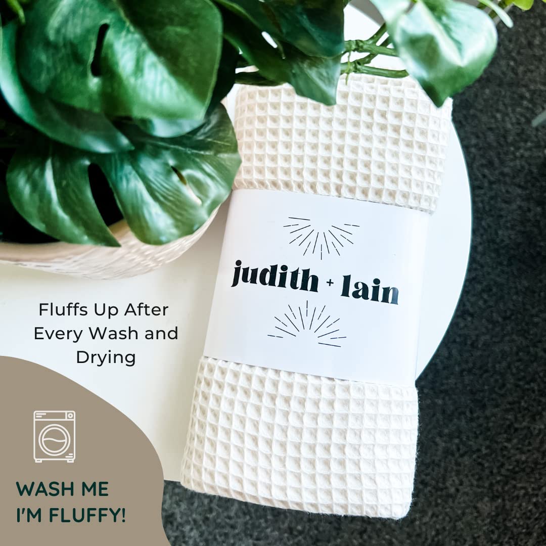 judith + lain Waffle Baby Blanket Boho Knit Swaddle - 39"x39" Neutral Receiving Blankets 100% Cotton | Baby Registry Search Gender Neutral Gifts | Unisex Newborn Essentials
