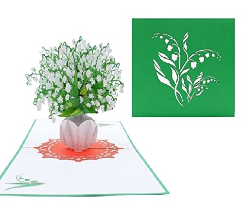 ETA Lily of the Valley Pop Up Card - 3D Happy Birthday with Flowers Design, Flower Card, for Mother’s Day, Get Well Best Wishes Mom, Women and Friends, F16