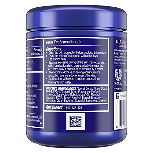 Noxzema Ultimate Clear Face Pads Clears & Prevents Acne Anti-Blemish Made with Over 60% Alcohol 90 Count