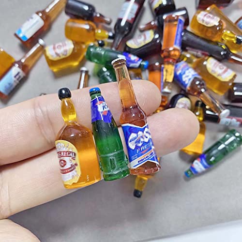 Juland 40PCS Miniature Mini Beer Drinks Decoration Beer Glass Model Mixed Wine Coffee Resin Sets Simulation Instant Model Scene Mini Tableware Dolls House