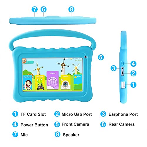 Kids Tablet 7 inch Toddler Tablet for Kids Edition Tablet with WiFi Dual Camera Childrenās Tablet for Toddlers 32GB Android 10 with Parental Control Shockproof Case Google Play YouTube Netflix (Blue)