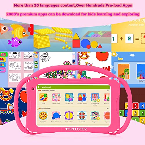 Kids Tablet 7 inch Toddler Tablet for Kids Android Kids tablet for toddlers WiFi Kids Tablets for kids 32GB Children's Educational APP Installed YouTube Netflix Parental Control Kid-Proof Case (Red)