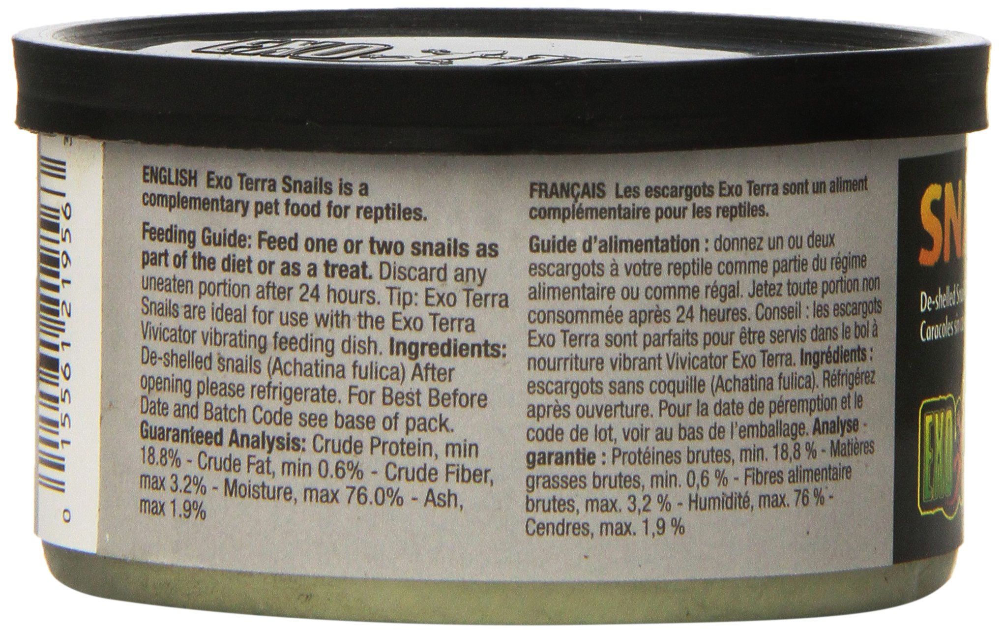 Exo Terra Specialty Reptile Food, Canned Unshelled Snails for Reptiles, PT1956