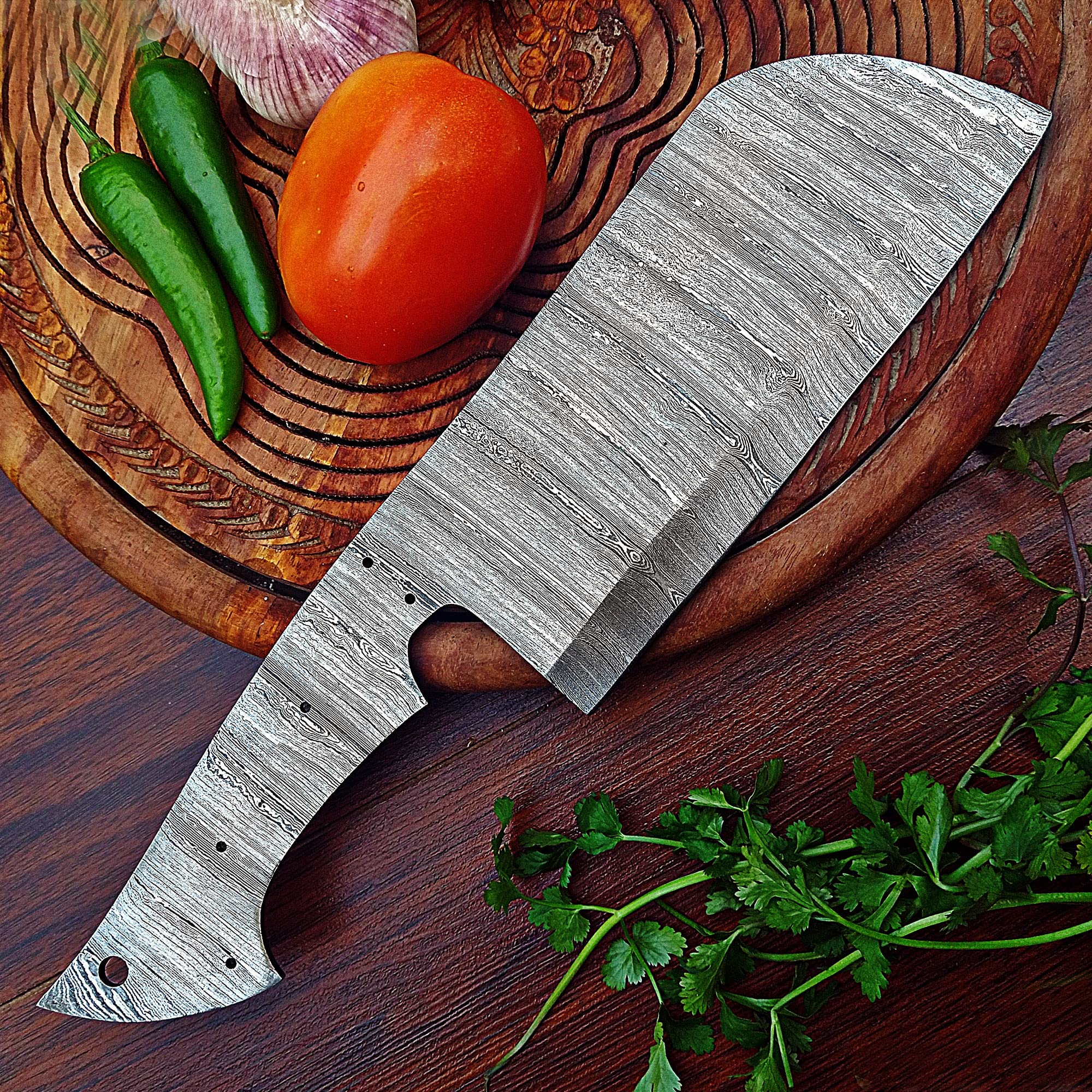 Damascus Cleaver Blank Blade Chopper Butcher Chef Kitchen Knife Making Supplies by ColdLand NKB08