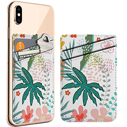 Diascia Pack of 2 - Cellphone Stick on Leather Cardholder ( Exotic Garden Blossom Botanical Pattern Pattern ) ID Credit Card Pouch Wallet Pocket Sleeve