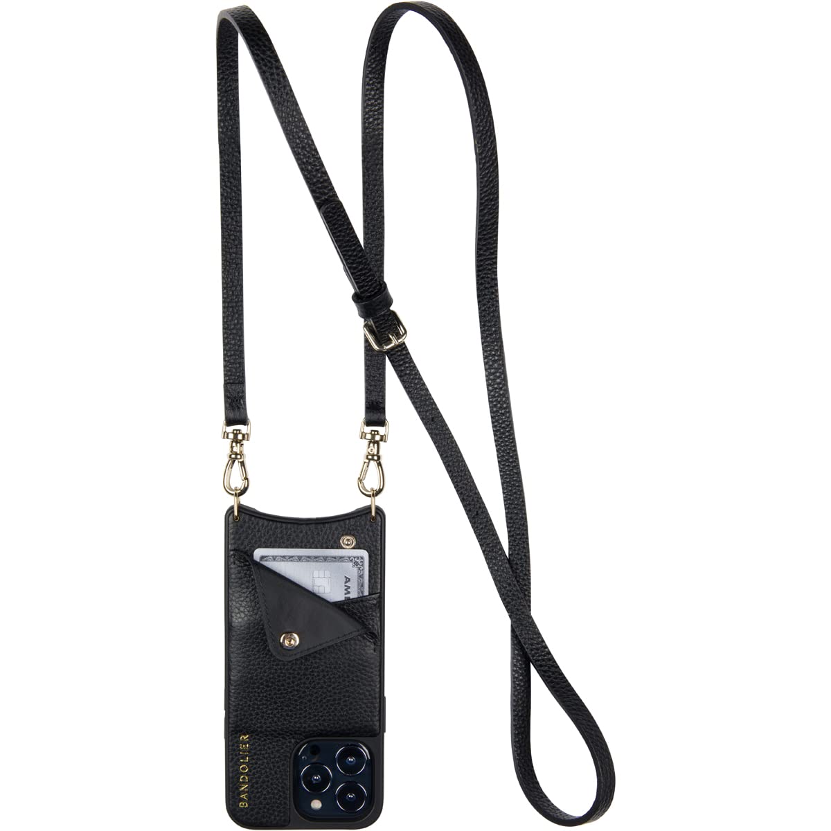 Bandolier Emma Crossbody and Expanded Zip Pouch Set - for iPhone 13 Pro Max - Black / Gold
