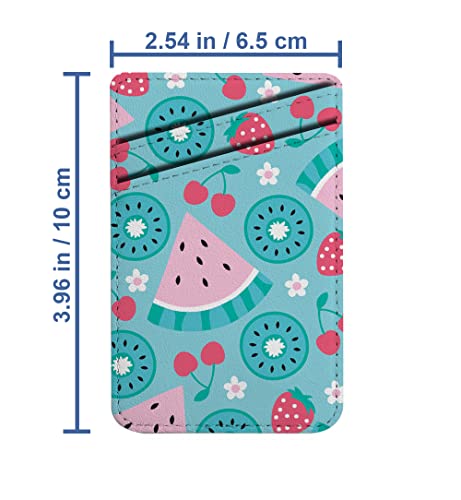 Diascia Pack of 2 - Cellphone Stick on Leather Cardholder ( Melon Kiwi Cherry Strawberry Pattern Pattern ) ID Credit Card Pouch Wallet Pocket Sleeve