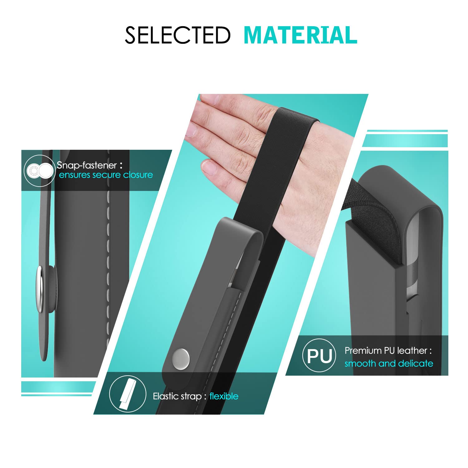 MoKo Pencil Holder for Apple Pencil Pro, Apple Pencil 1st/2nd Generation, Apple Pencil (USB-C), PU Leather iPad Pencil Sleeve Pouch with Buckle & Elastic Band Attach to iPad Case - Space Gray