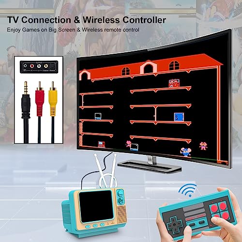 E-MODS GAMING Retro Games Console GV300S Mini TV Style 308 Video Games Player with Handheld Gamepad & AV Output - 3.0 Inch Screen Electronic Games Machine Xmas Gift for Kids Adults (Turquoise)