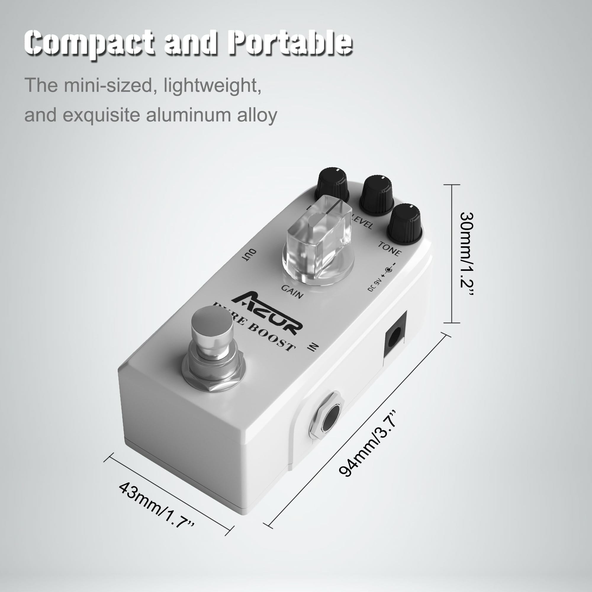 AZOR Pure Boost Guitar Effect Pedal Micro Clean Boost Pedal with Guitar Pedal Power Cable,9V Battery Clip Converter Power Cable