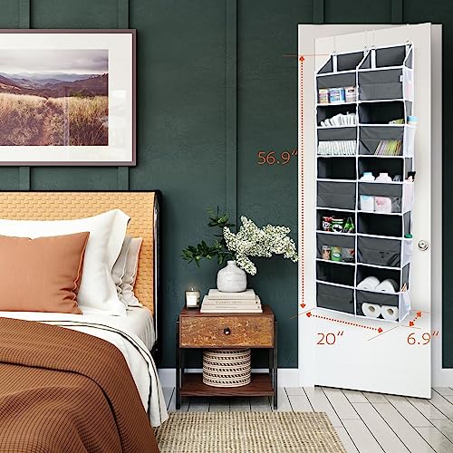 Over Door Organizer, 5-Tier Large Back of Door Closet Organizer with 10 Mesh Side Pockets Pantry Behind Door Storage Shelf with Clear Window for Kitchen Bathroom Bedroom, Toys, Diapers, Shoe
