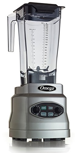 Omega 3HP Blender 64 OZ BPA Free Container Creates Delicious Smoothies Features Stainless Steel Blades & 10-Speeds Plus Pulse Includes Plunger & Recipe Book, 1400-Watt, Silver