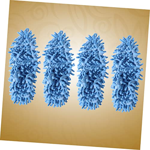 HEMOTON 4 Pcs Cleaning Mops Floor Cleaner Mop Floor Mops Mop Socks Slippers Socks Washable Mop Floor Cleaning Slipper Lay Shoe Cover Dust Mop Slipper Mop Cap Dust Collector Detachable Blue